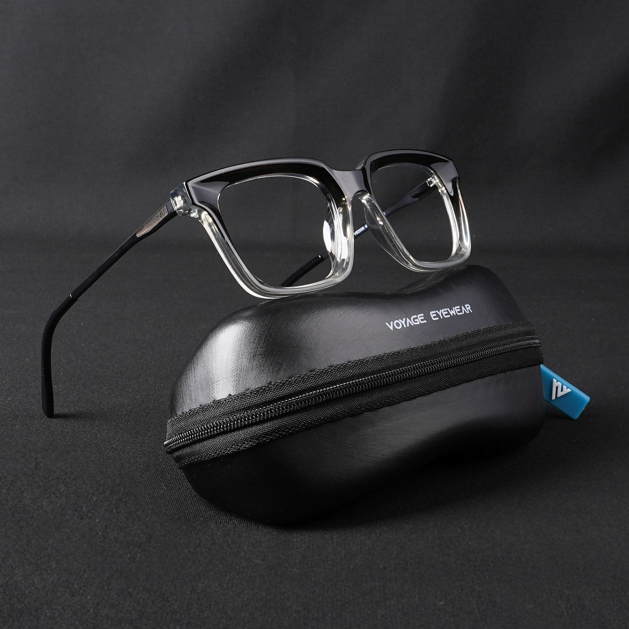 Voyage Apex Black & Transparent Square Eyeglasses for Women (V62006MG5 – GoEye