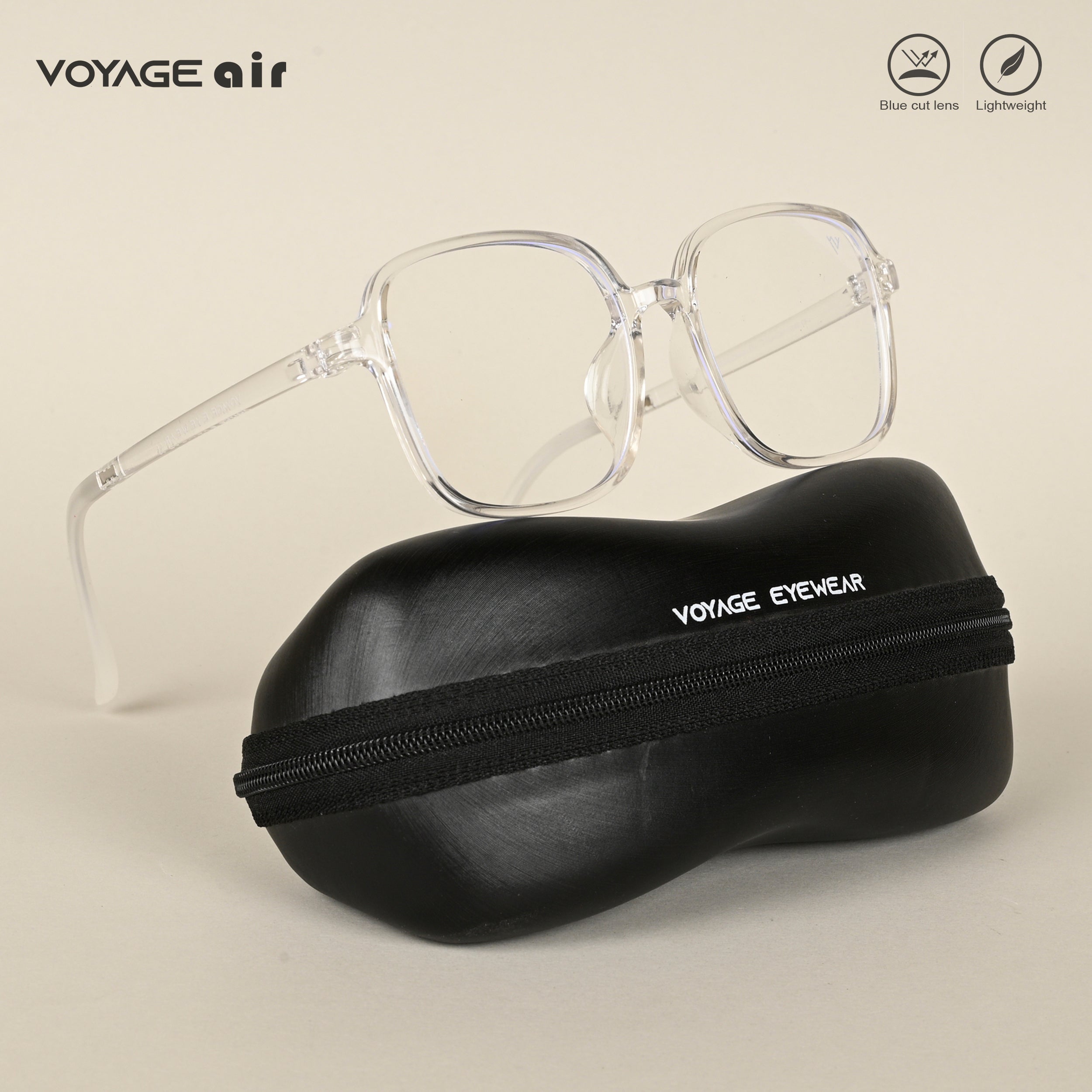 Voyage Air Transparent Square Eyeglasses for Men & Women (901MG4384-C2 ...