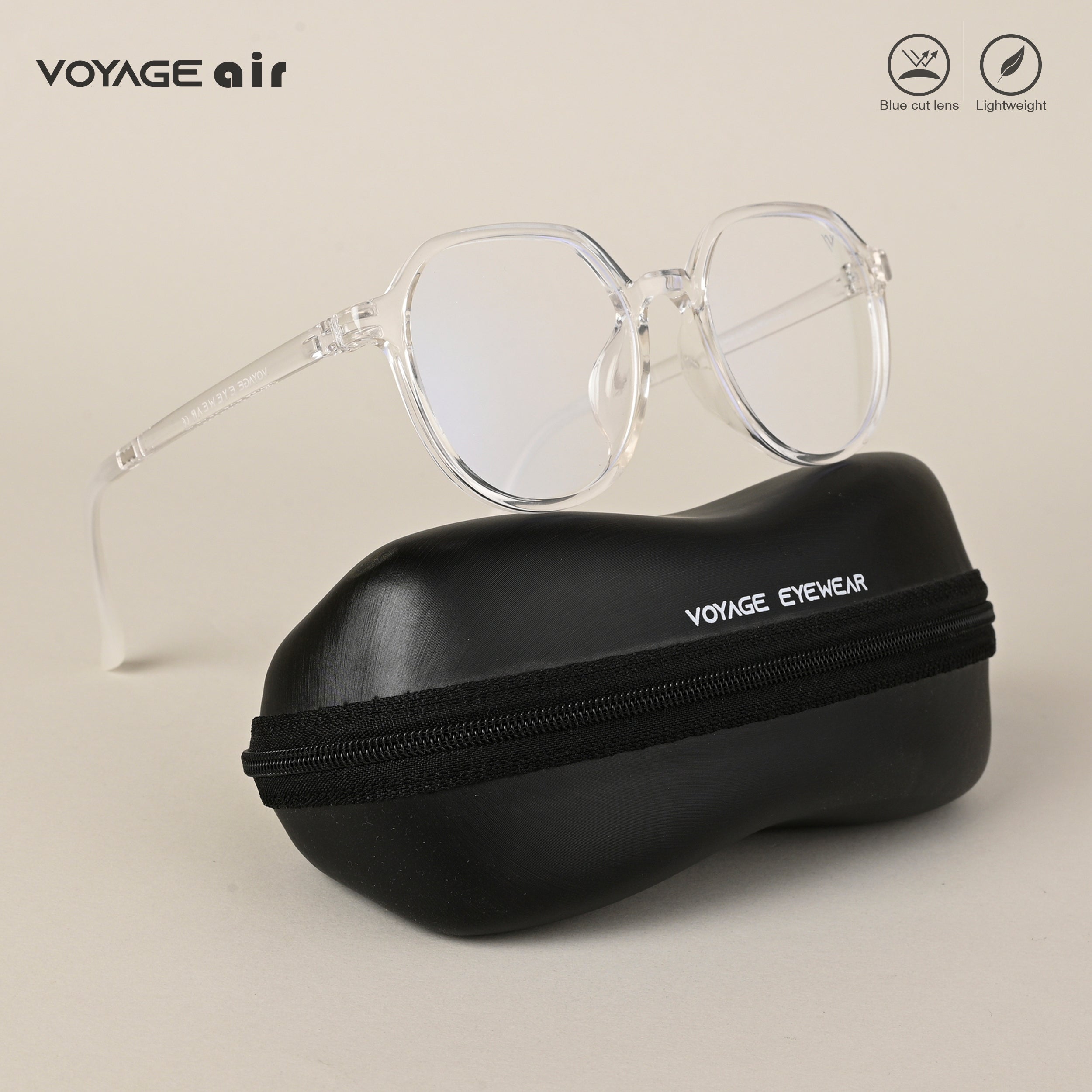 Voyage Air Transparent Round Eyeglasses for Men & Women (902MG4389-C2 ...