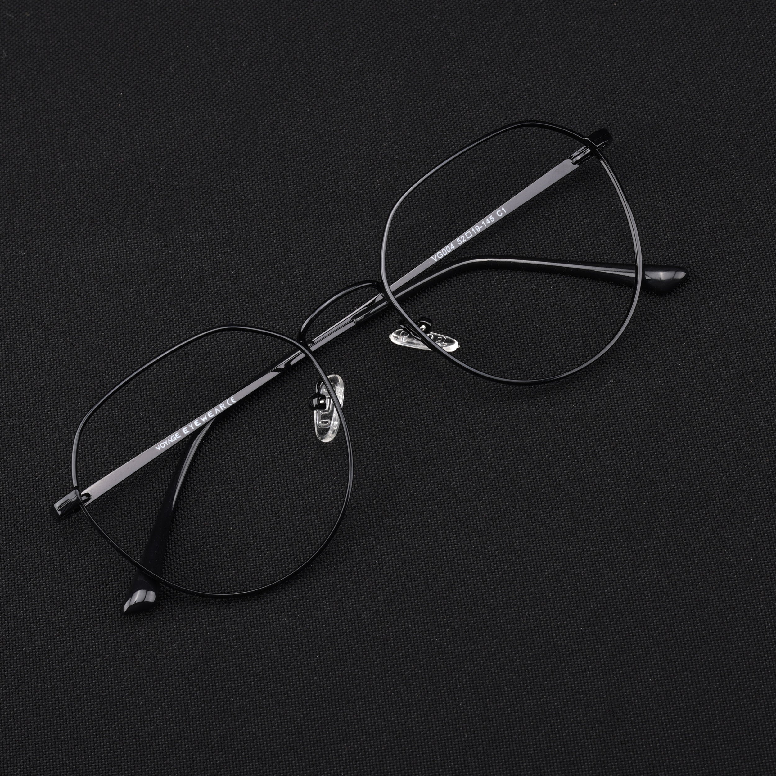 Voyage Metal Master Shine Black Round Eyeglasses for Men & Women (VG00 ...