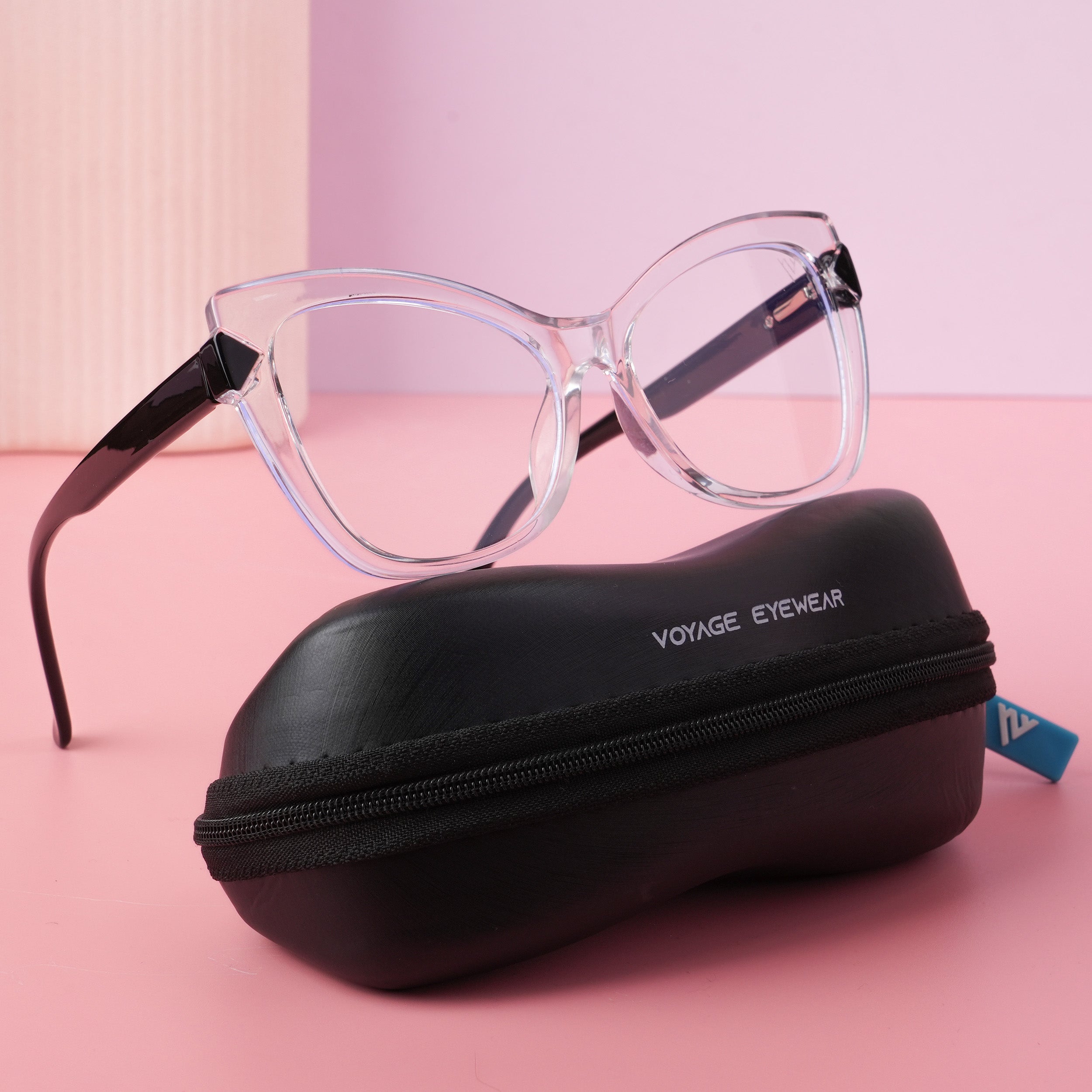 Voyage Glam Transparent Cateye Eyeglasses for Women (68092MG4009-C2 ...